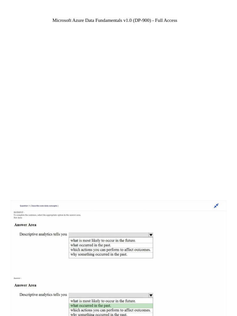 DP 900 Exam 1 50 PDF | PDF | Databases | Sql
