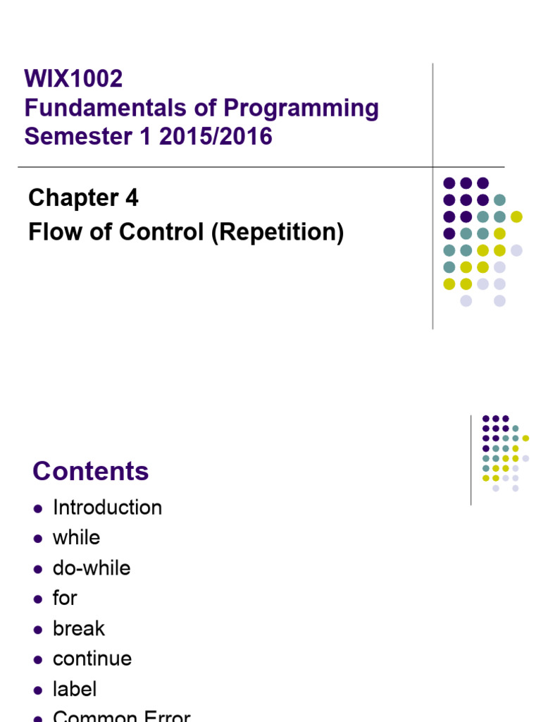 (Week 04) Flow of Control (Repetition) | PDF | Control Flow | Computer Programming