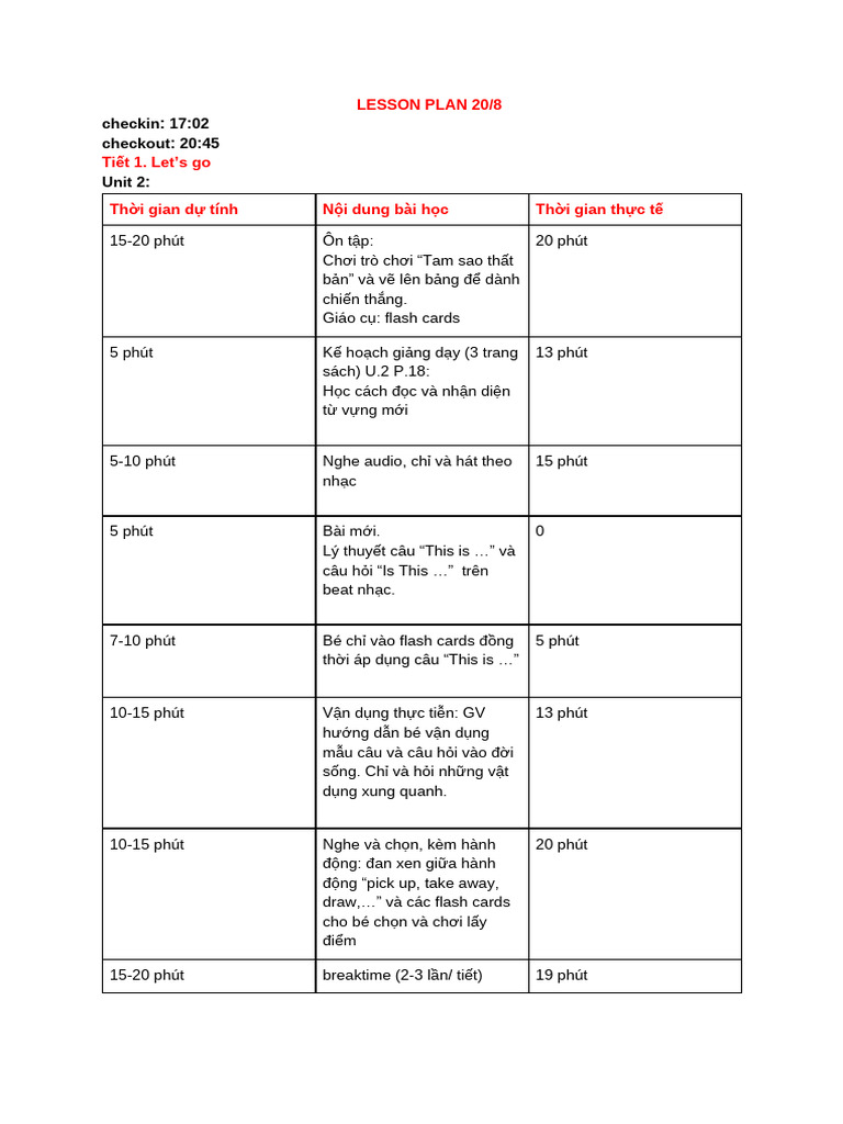 Lesson Plan 8.20 | PDF