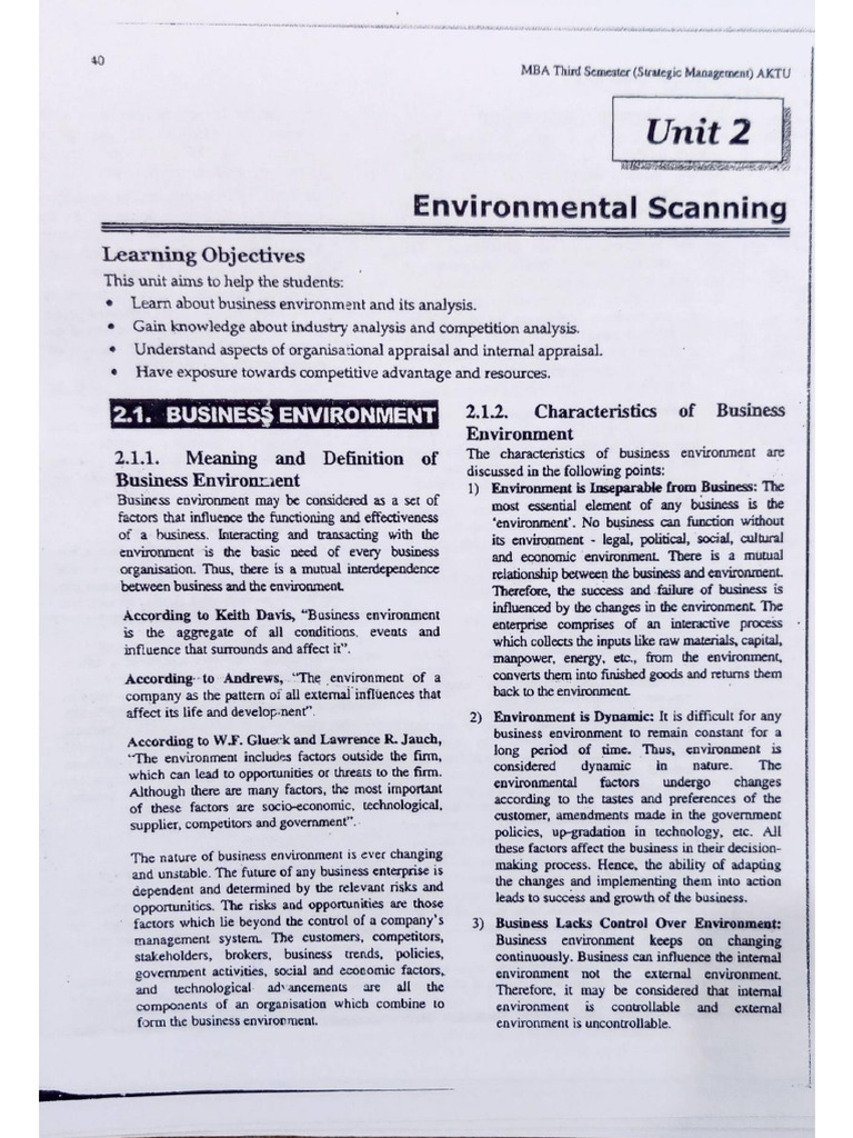 Strategic Management Unit 2 | PDF