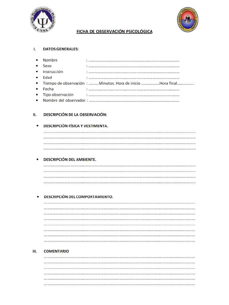 Ficha de Observación Psicológica | PDF