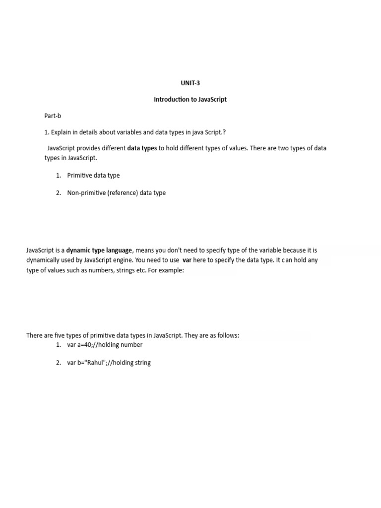 IT3401-WE Unit 3 | PDF | Data Type | Boolean Data Type