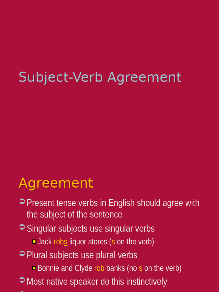 Subject - Verb - Agreement 1 | PDF | Grammatical Number | Subject (Grammar)