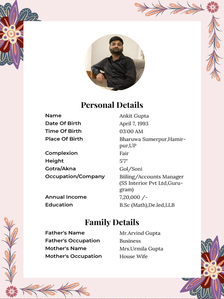My Ankit Gupta BIO Data | PDF