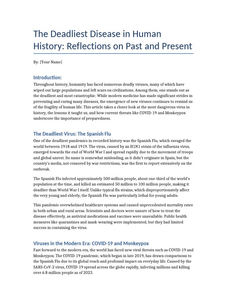 The Deadliest Disease in Human History | PDF | Influenza | Pandemic
