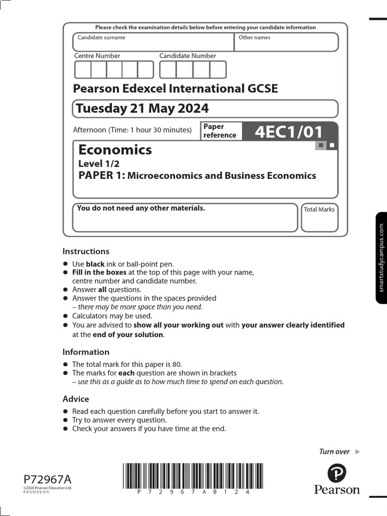 Economics - 2024 May - QP P1 | PDF | Demand | Economics