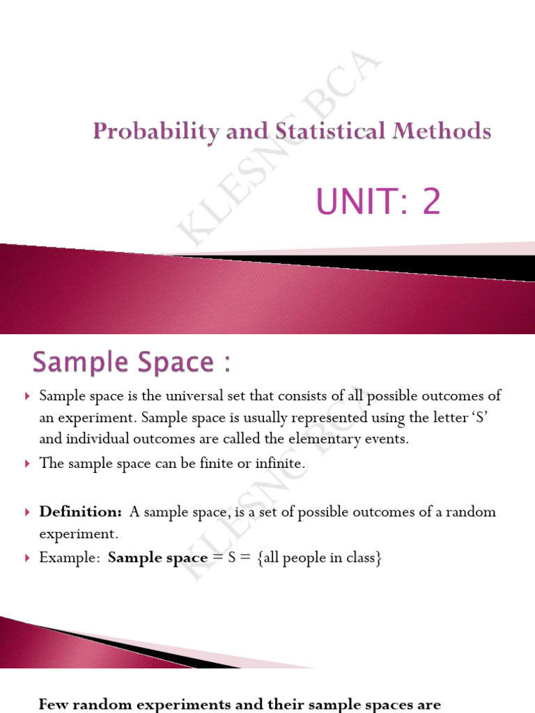 DA Unit-2 Probability and Statistical Methods | PDF | Sampling (Statistics) | Experiment