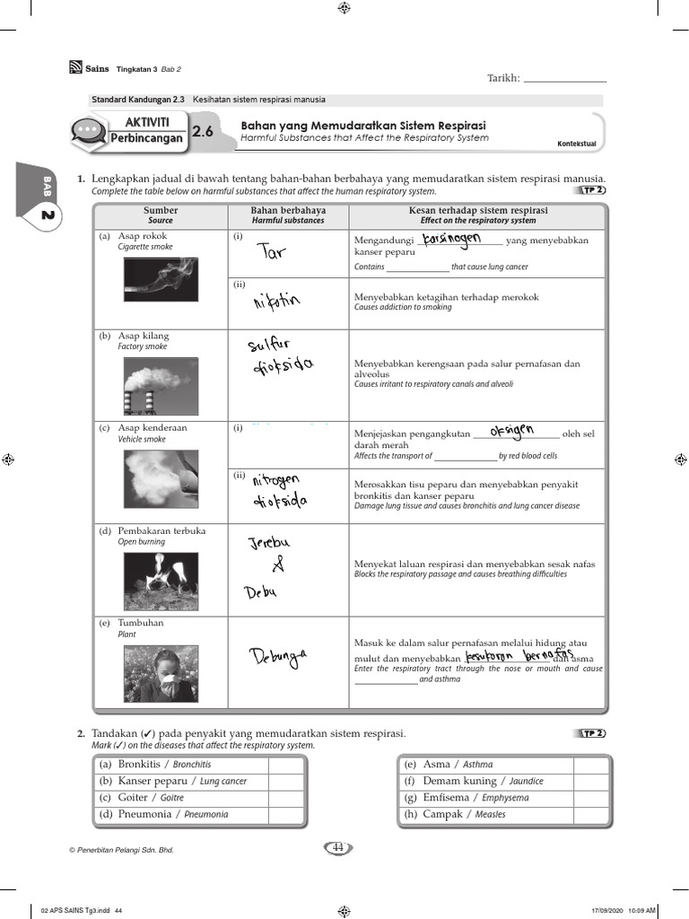 Latihan Sains f3 (30 Apr) | PDF | Stoma | Respiratory System