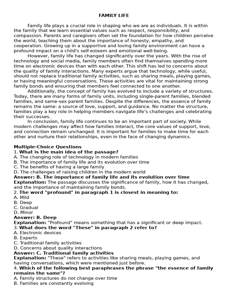 UNIT 1 - FAMILY LIFE | PDF | Cost Of Living | Empathy