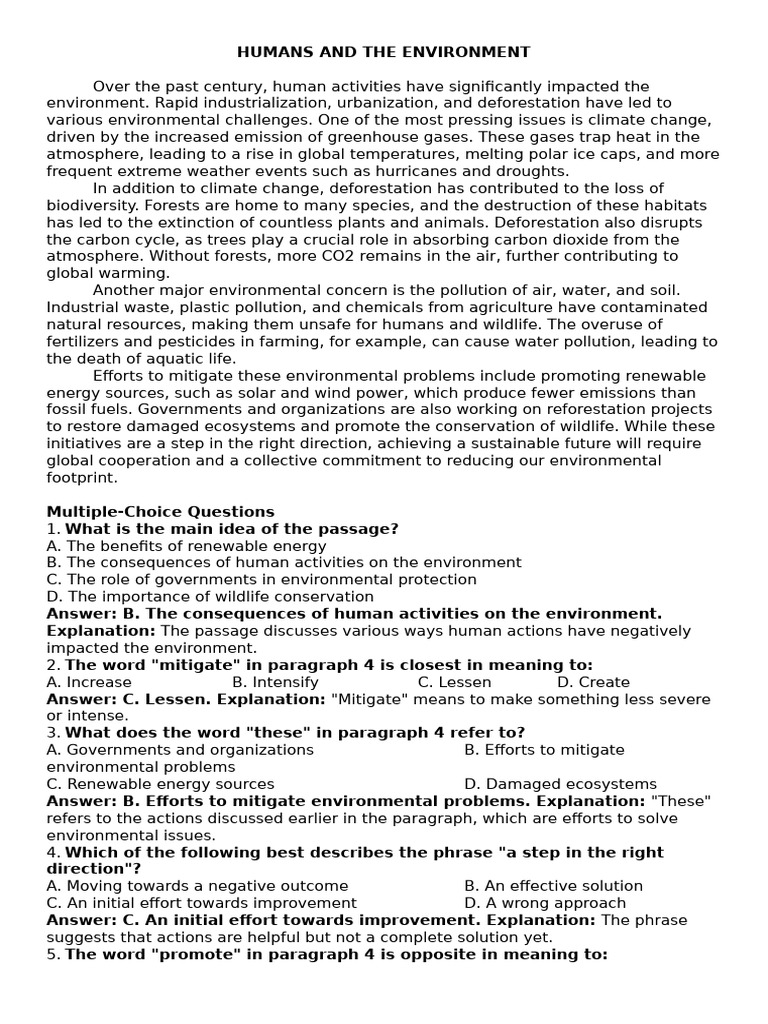 Unit 2 - Humans and The Environment | PDF | Climate Change | Natural ...