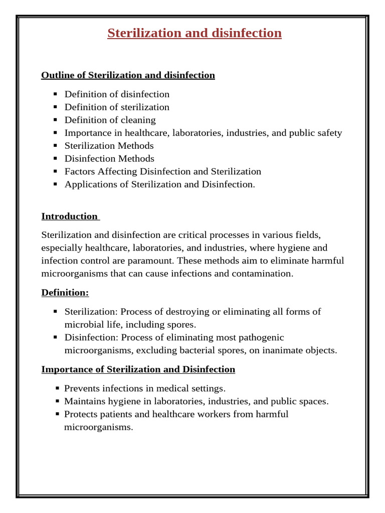 Sterilization and disinfection | PDF | Sterilization (Microbiology) | Disinfectant