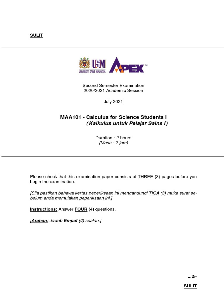 MAA101 FE2021 Final | PDF