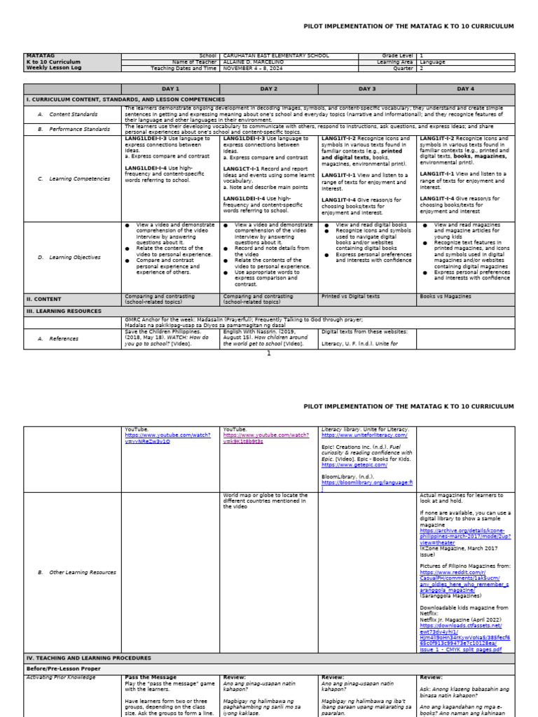 LE Q2W6 Language Redeveloped V2 | PDF | Vocabulary | Curriculum