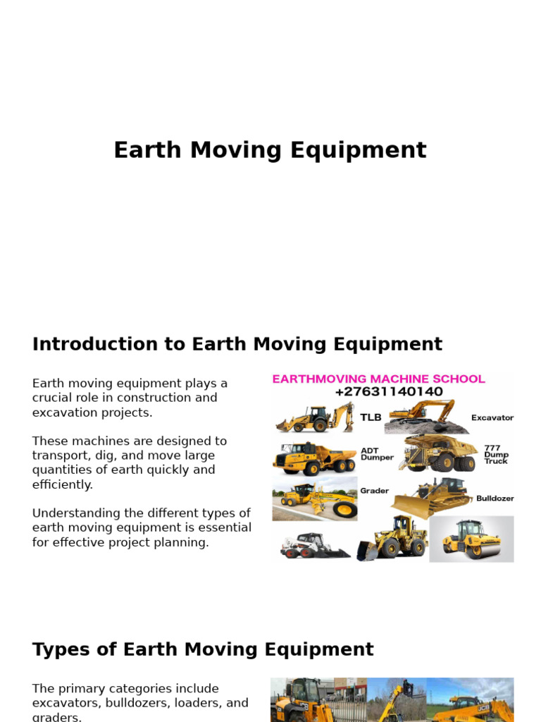 Overview of Earth Moving Equipment | PDF | Loader (Equipment) | Heavy ...