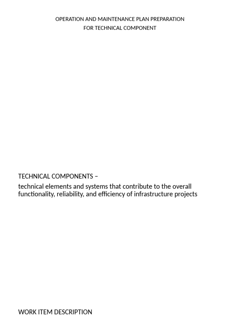 Operation and Maintenance Plan Preparation For Technical Component | PDF
