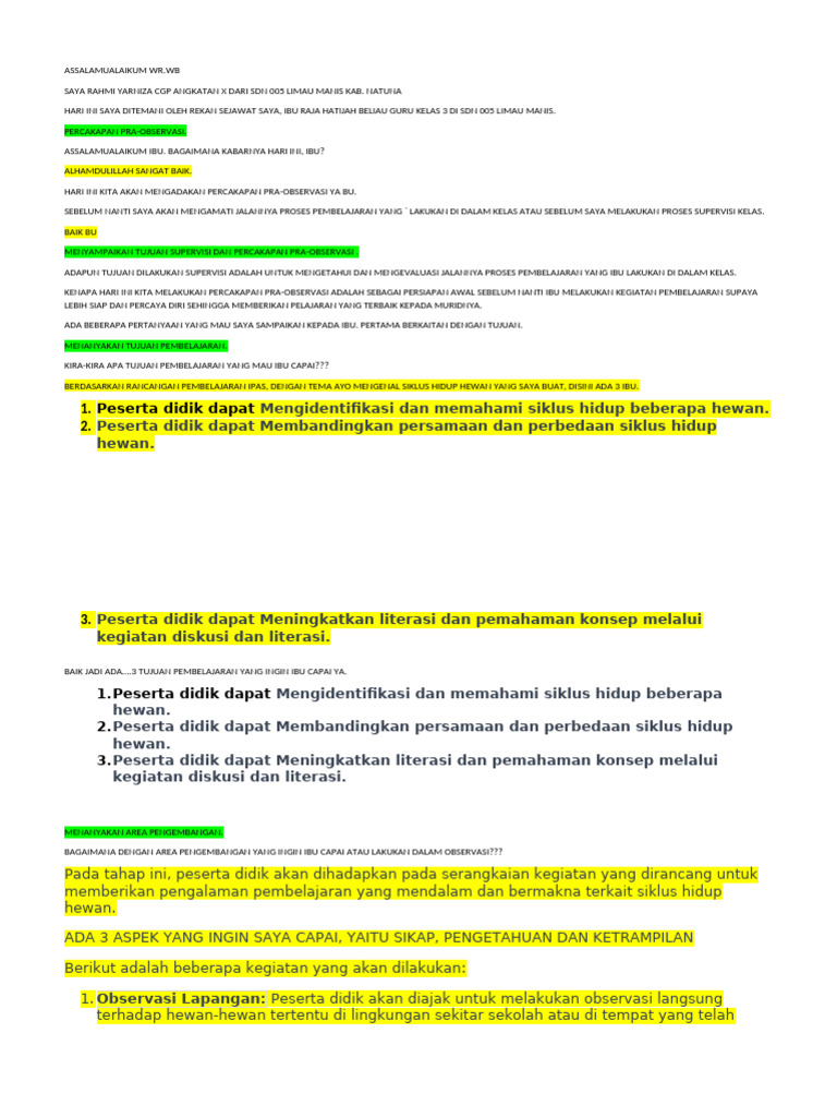 Supervisi dan Observasi Kelas | PDF | Karier & Perkembangan