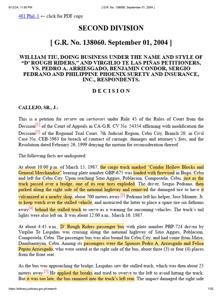 William Tiu Vs Arriesgado | PDF | Negligence | Liability Insurance