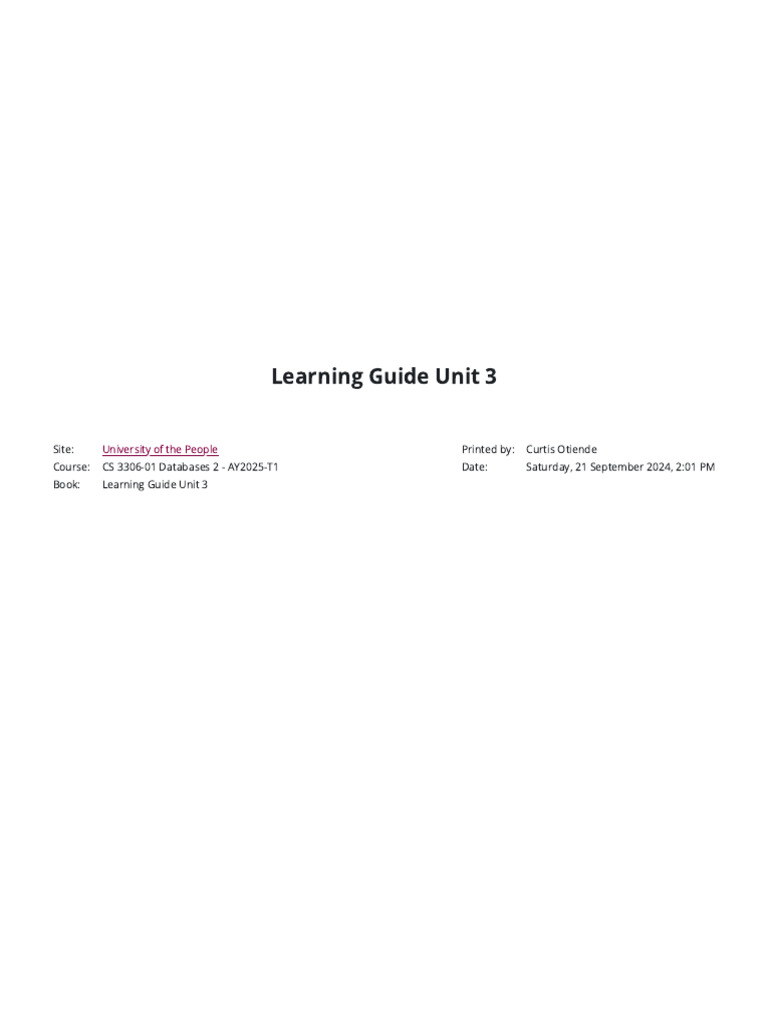 Learning Guide Unit 3 - Home | PDF | Databases | Quiz