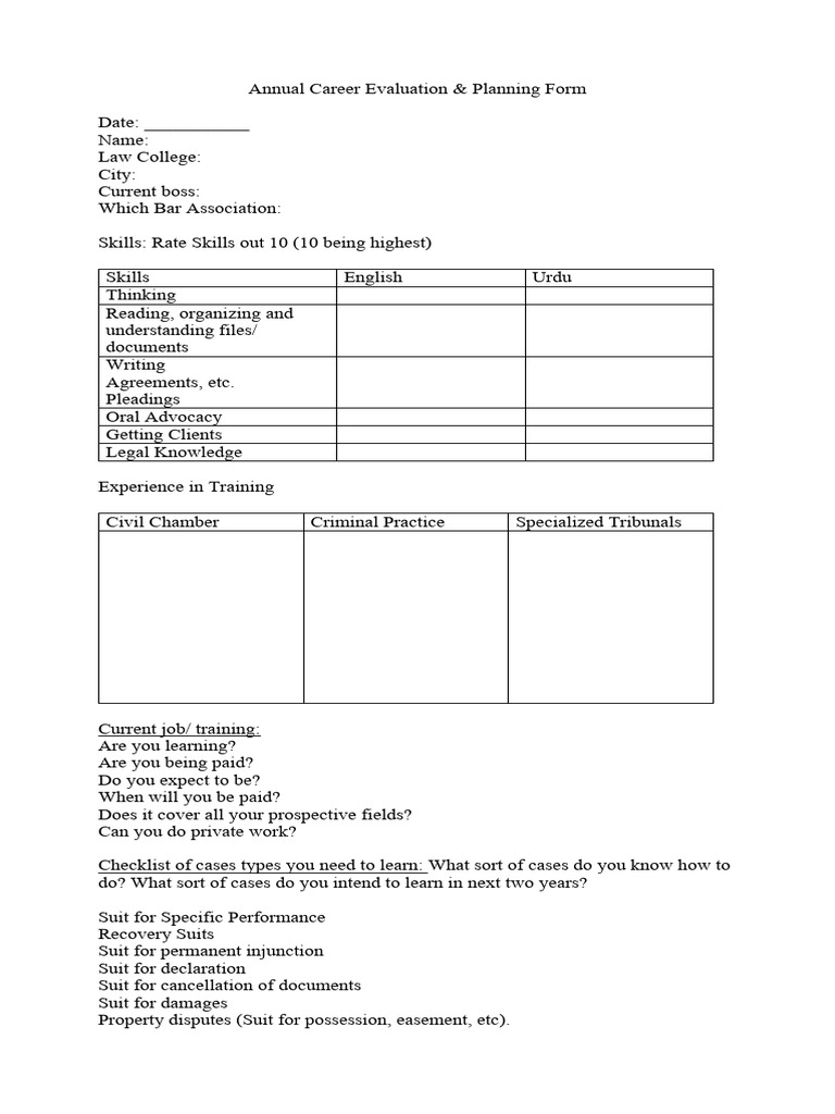 BVC Career Evaluation and Planning Form | PDF | Career & Growth