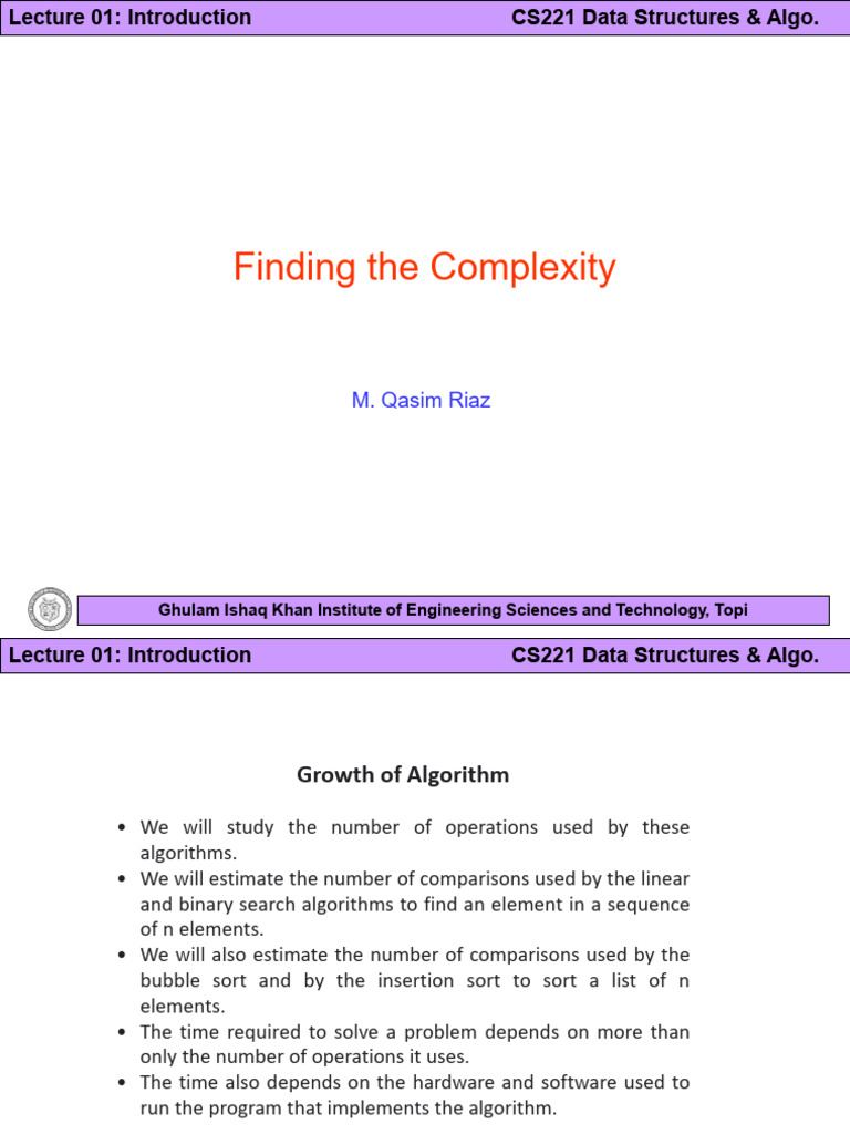 DS Lect 02 (Complexity of Algo) | PDF | Time Complexity | Asymptote
