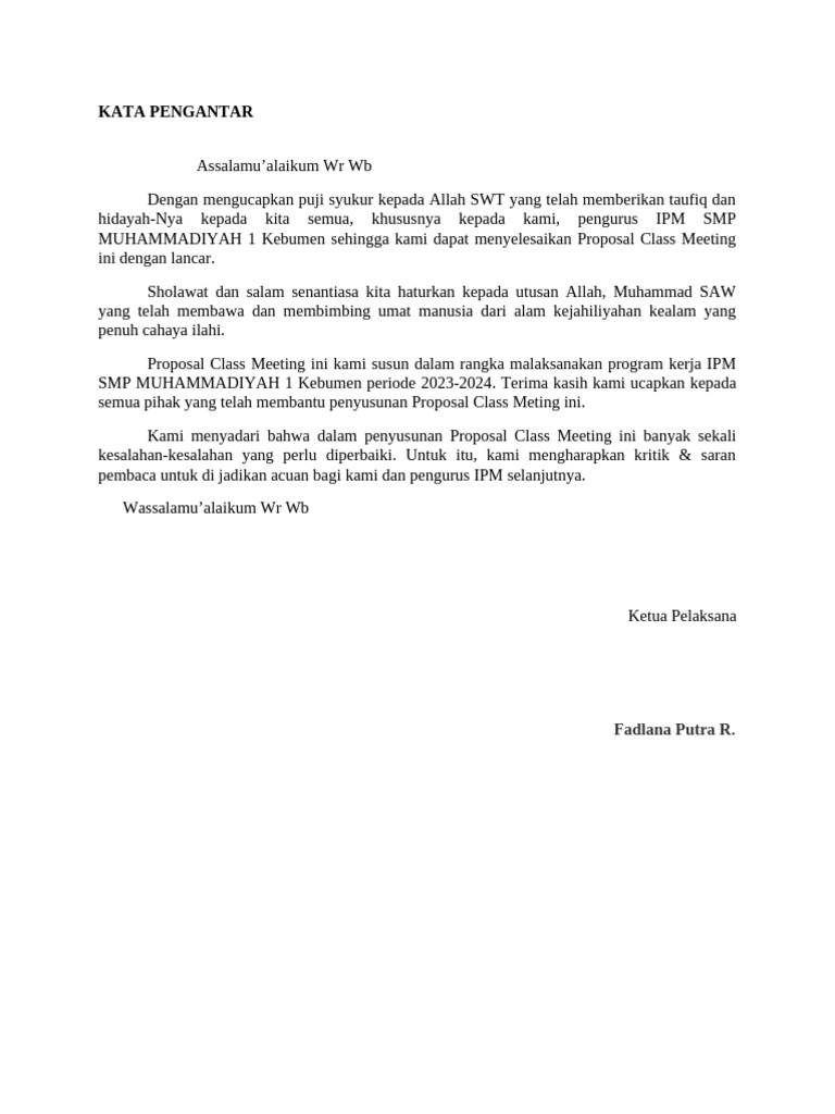 Proposal Class Meeting Muh1 KBMN | PDF | Karier & Perkembangan