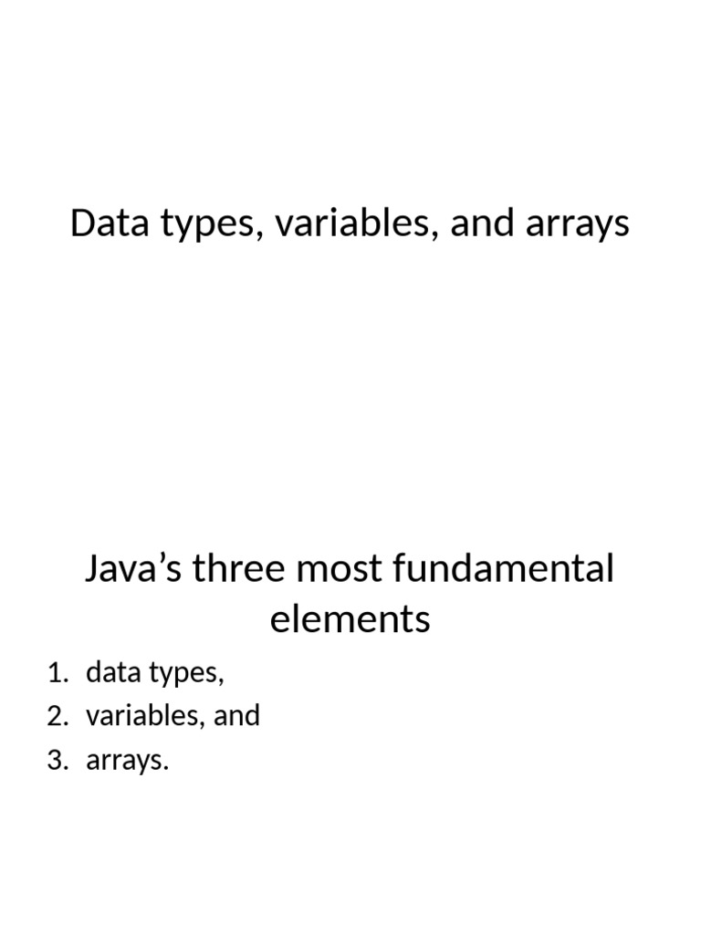 JAVA - 3 - Data Types Variables and Arrays | PDF | Data Type | Integer ... JAVA - 3 - Data Types Variables and Arrays | PDF | Data Type | Integer ...