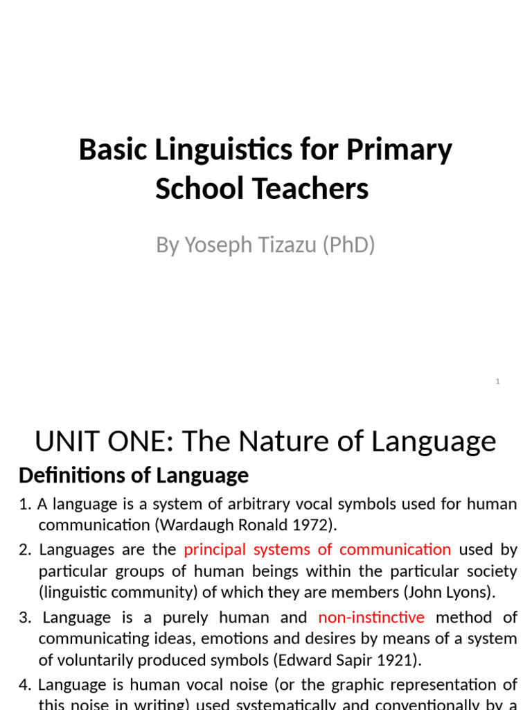 Basic Linguistics For Primary School Teachers | PDF | Syllable | Phonetics