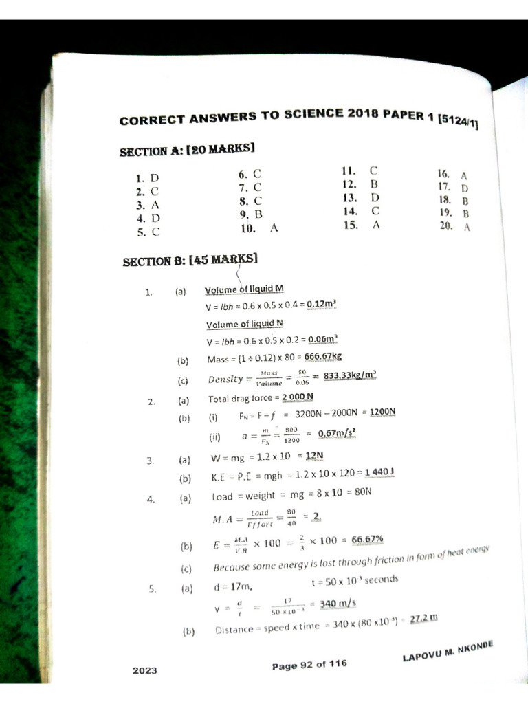PHYSICS ANSWERS 2018-2020 | PDF