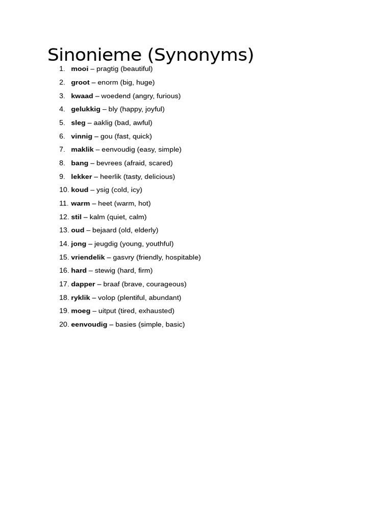 Sinonieme en Antonieme | PDF