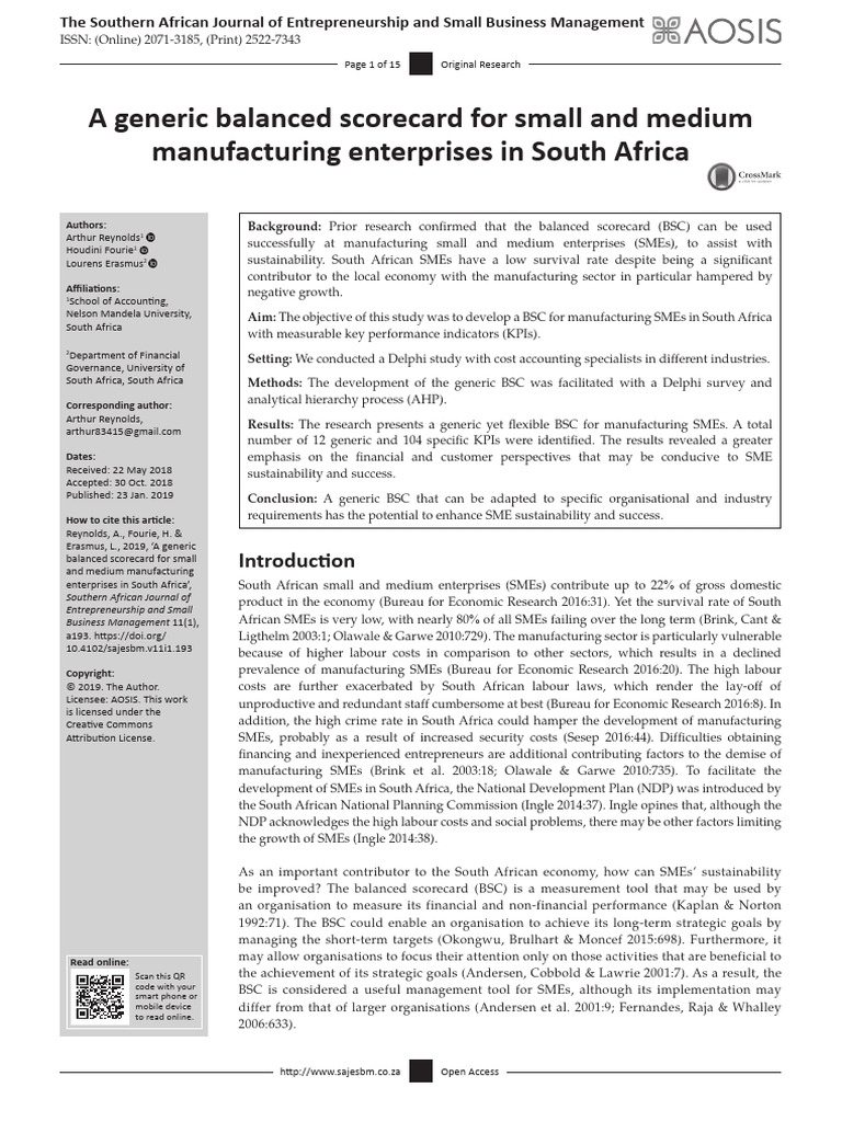 A Generic Balanced Scorecard For Small and Medium | PDF | Small And ...