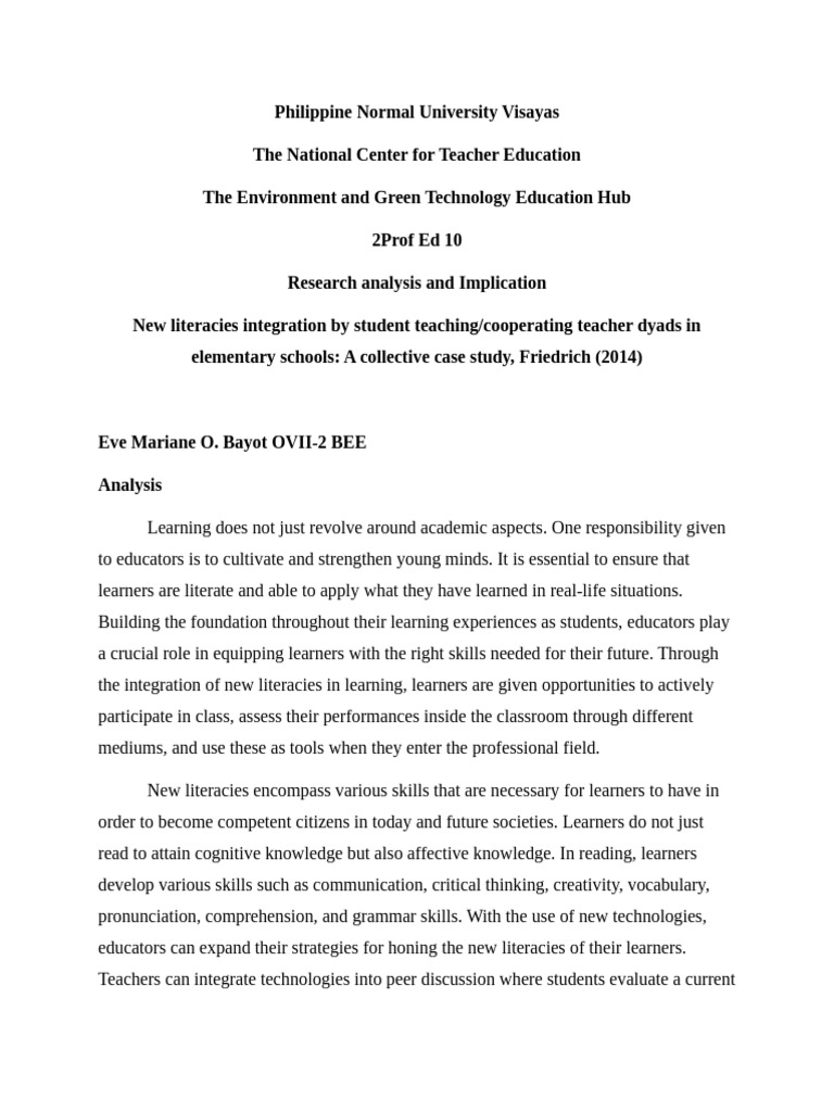 Research Analysis and Implication 3 - Bayot | PDF | Learning | Literacy