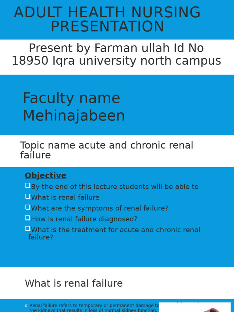 ADH Farman Ullah Acute and Chronic Renal Failures | PDF | Kidney | Chronic Kidney Disease