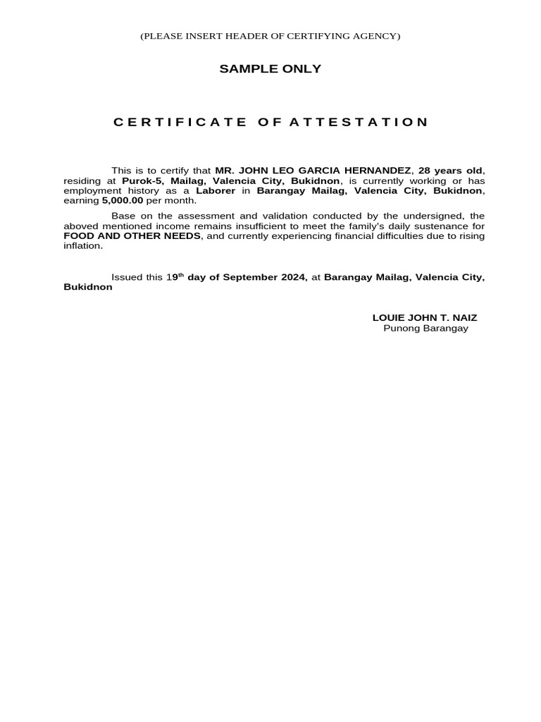 Sample Attestation for Examination (1) | PDF