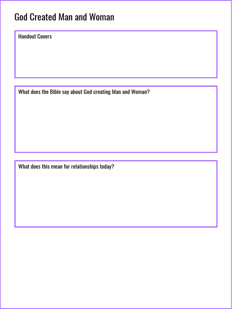God Created Man and Woman Educational Handout | PDF | Social Equality | God