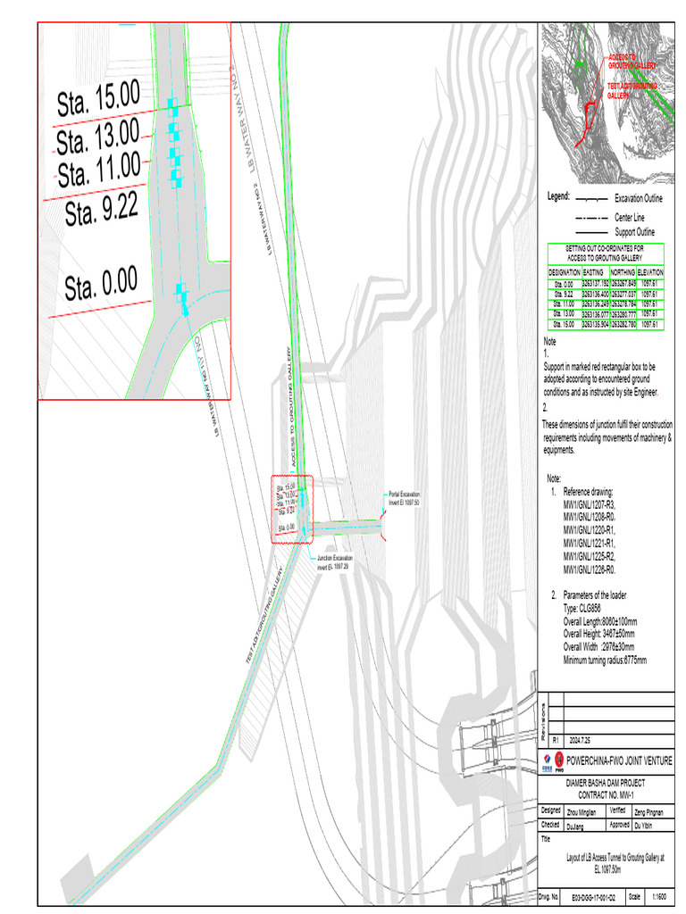 Concrete Outline and Reinforcement Shop Drawing of Grouting Tunnel at ...