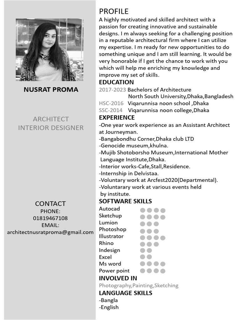 CV Intro Nusrat Proma | PDF | Design
