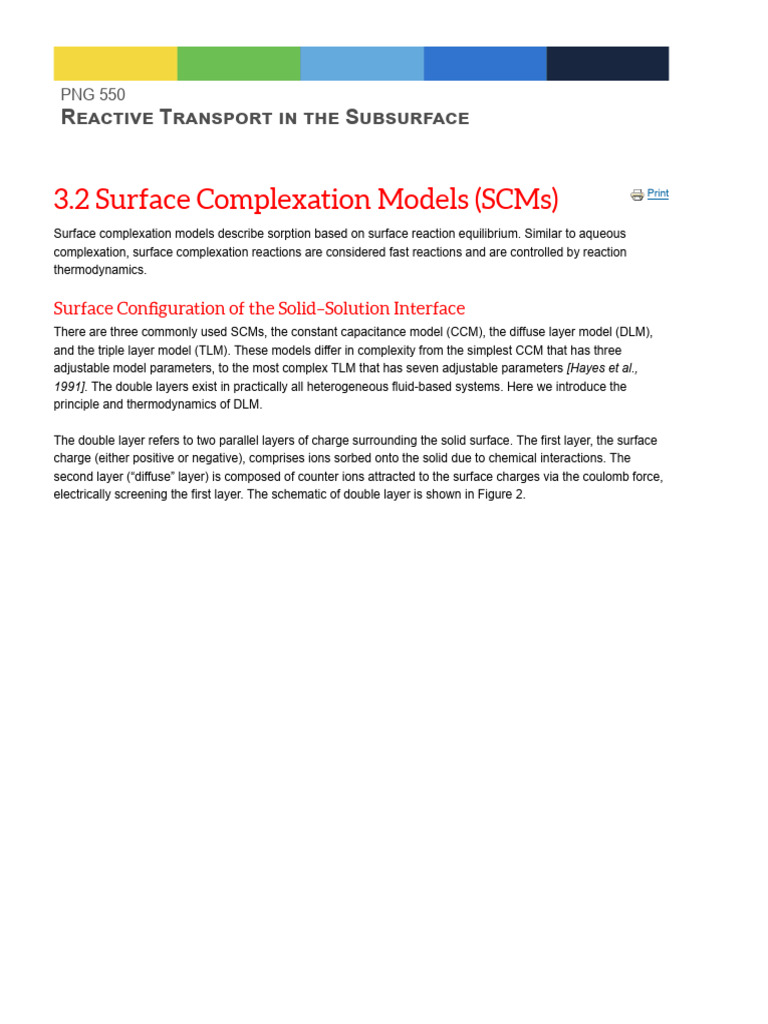3.2 Surface Complexation Models (SCMS) PNG 550 Reactive Transport in The Subsurface | PDF ...