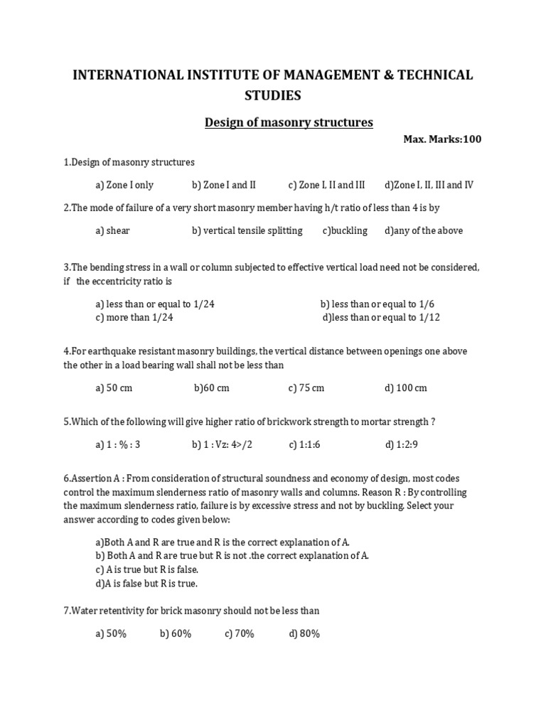 Masonry Structures Design Guidelines | PDF | Buckling | Strength Of ...