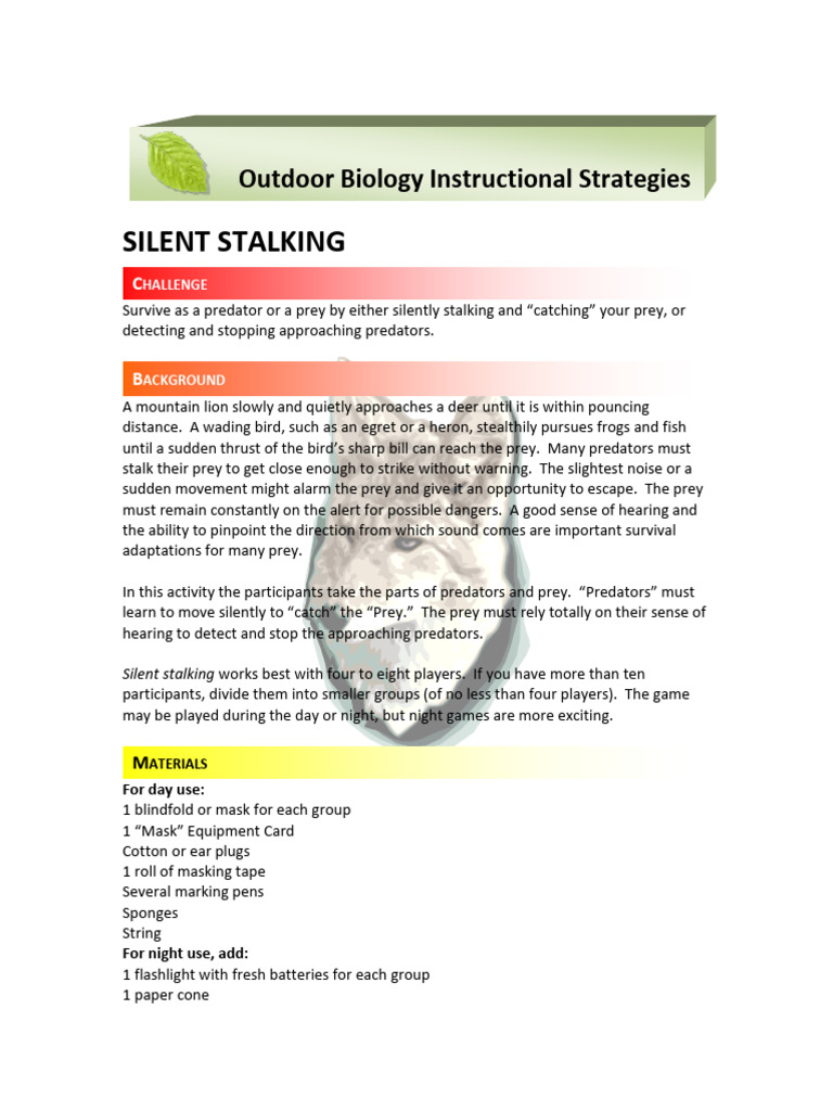 Silent Stalking Predator-Prey Game | PDF | Predation | Flashlight