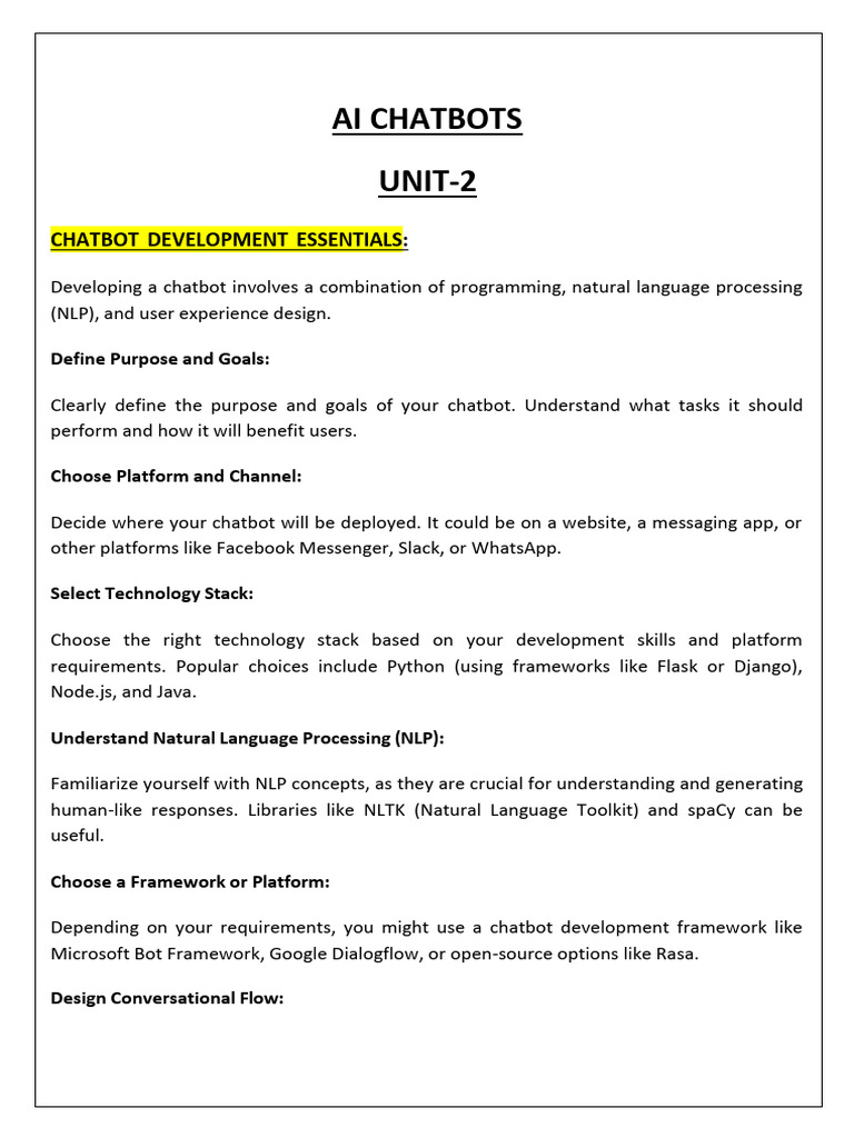 AI CHAT BOT UNIT -2 | PDF | Machine Learning | Artificial Intelligence
