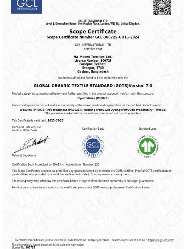 Gots Ocs GRS RCS | PDF