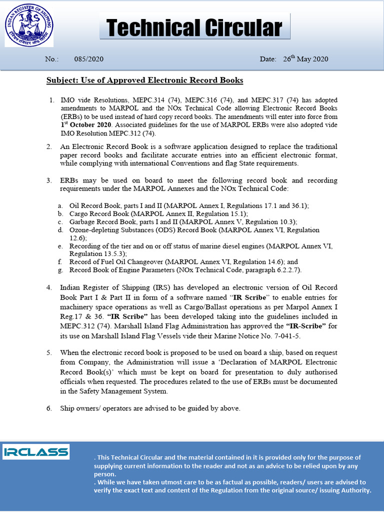 Technical Circular No085 | PDF | Shipping