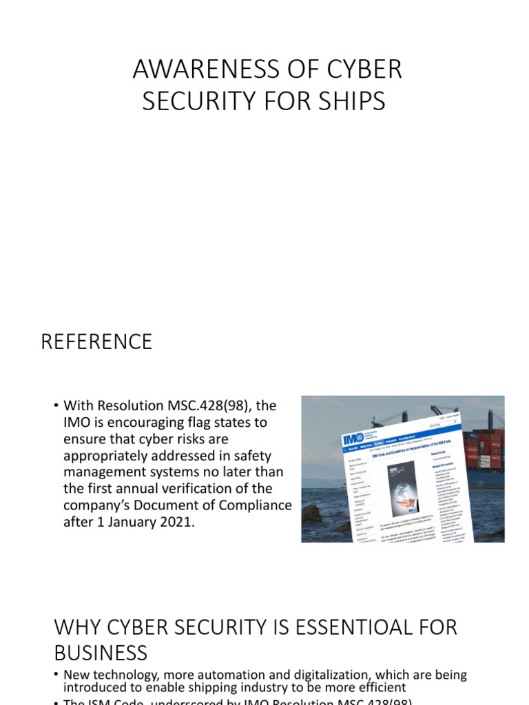 CYBER SECURITY For SHIPS - Awareness of Cyber Security For Ships | PDF ...