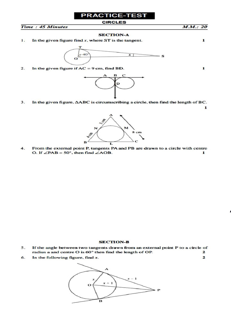 Test CH - 10 Circle | PDF