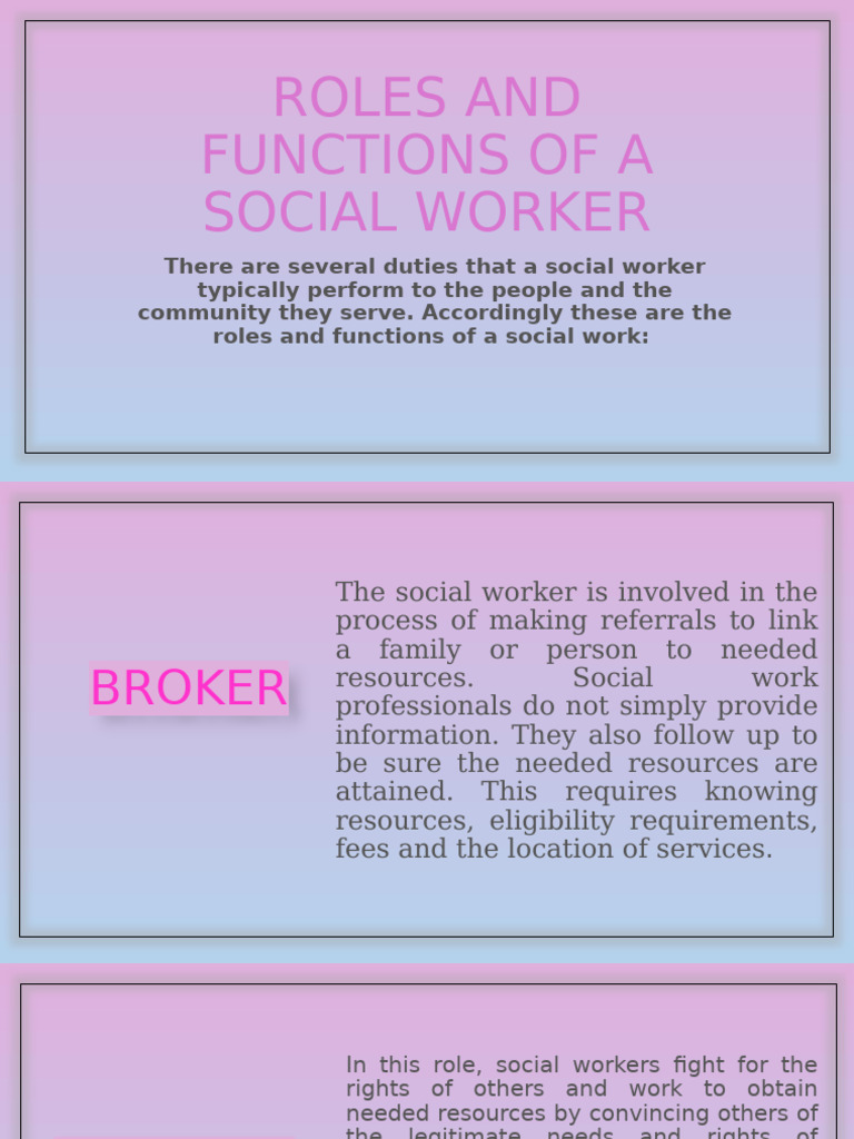Roles and Functions of A Social Worker - 083925 | PDF | Social Work ...