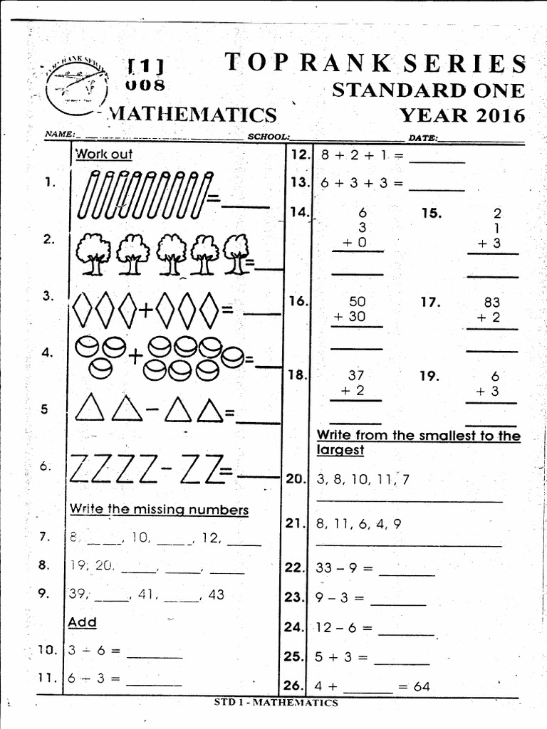 2016 - 20 Standard One | PDF