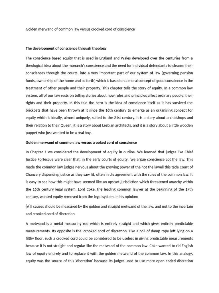 Conscience and Equity in Common Law | PDF | Id | Equity (Law)