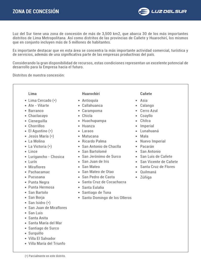 Zona de Concesion 2022-LDS | PDF | Lima