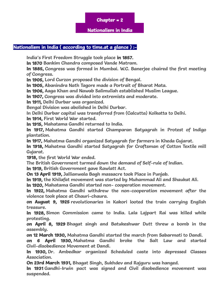 Nationalism in India Notes | PDF | Mahatma Gandhi | Indian Independence ...