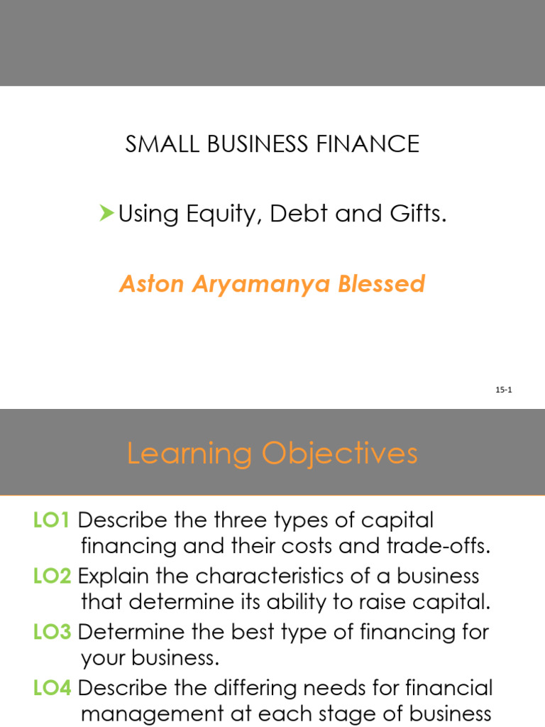 Small Business Finance | PDF | Debt | Equity (Finance)